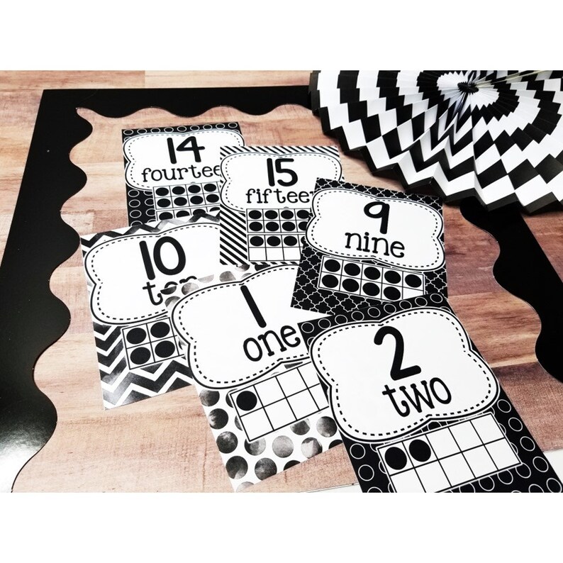 Number Posters 0-30 Number Line With Negative Numbers Black and White ...