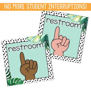 Classroom Hand Signal Posters, Tropical Classroom Decor, Editable Hand ...