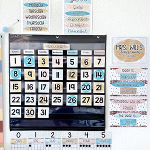 Boho Classroom Calendar Set With Weather Chart | Neutral Boho Classroom ...