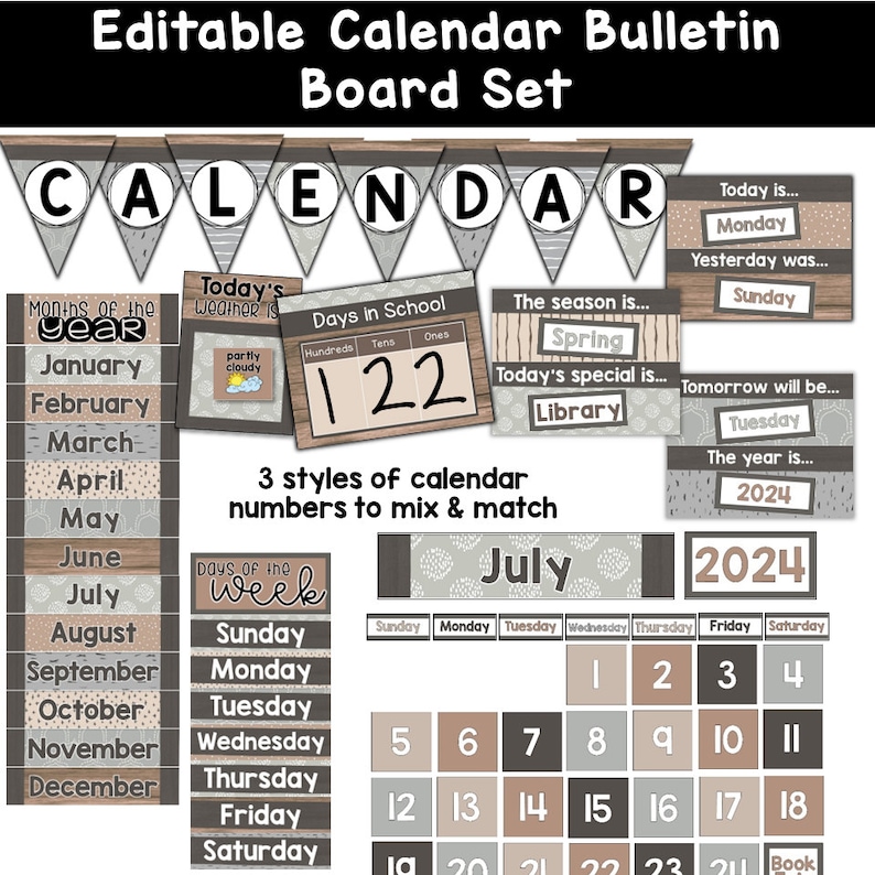 Modern Neutral Boho Classroom Decor Bundle | Classroom Bulletin Board ...