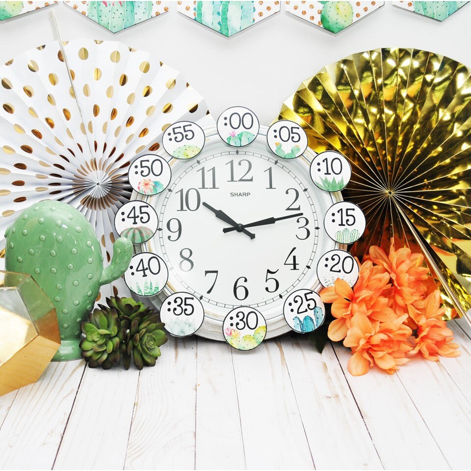 PRINTABLE Cactus Clock Label Numbers in 5 Minute Intervals | Cactus ...