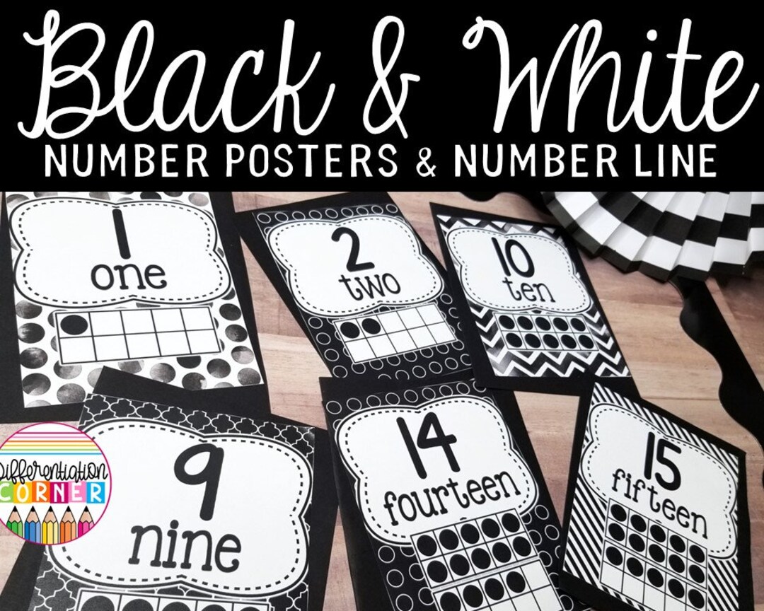 Number Posters 0-30 Number Line With Negative Numbers Black - Etsy