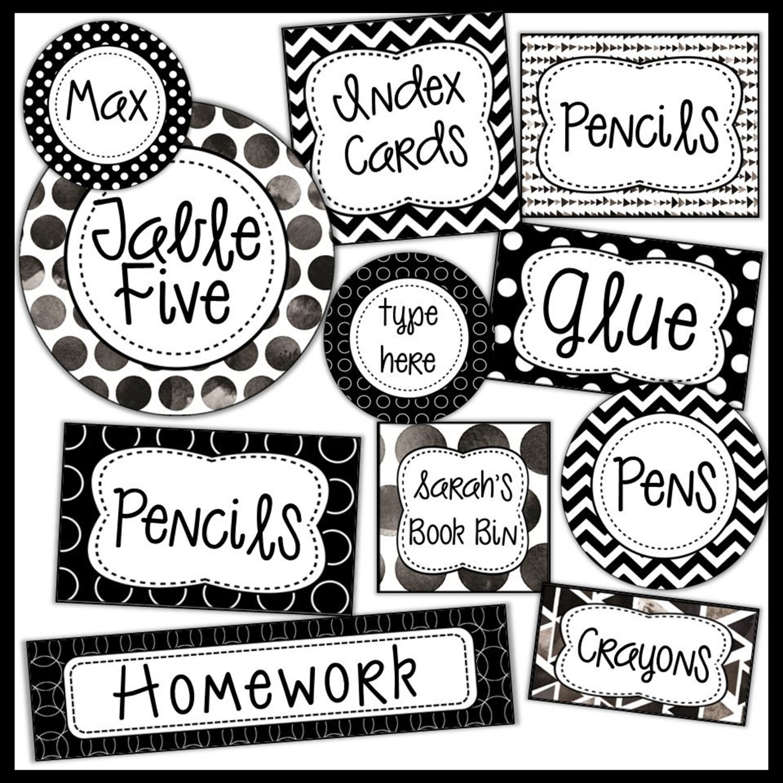 Editable Classroom Labels Black and White Classroom Decor Classroom ...