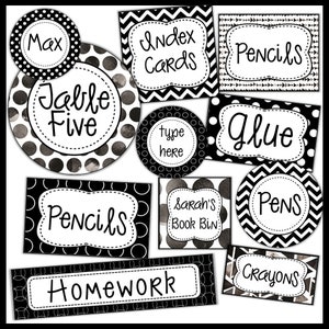 Editable Classroom Labels Black and White Classroom Decor Classroom ...