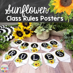 Editable Classroom Rules Posters Sunflower Farmhouse Classroom Decor ...