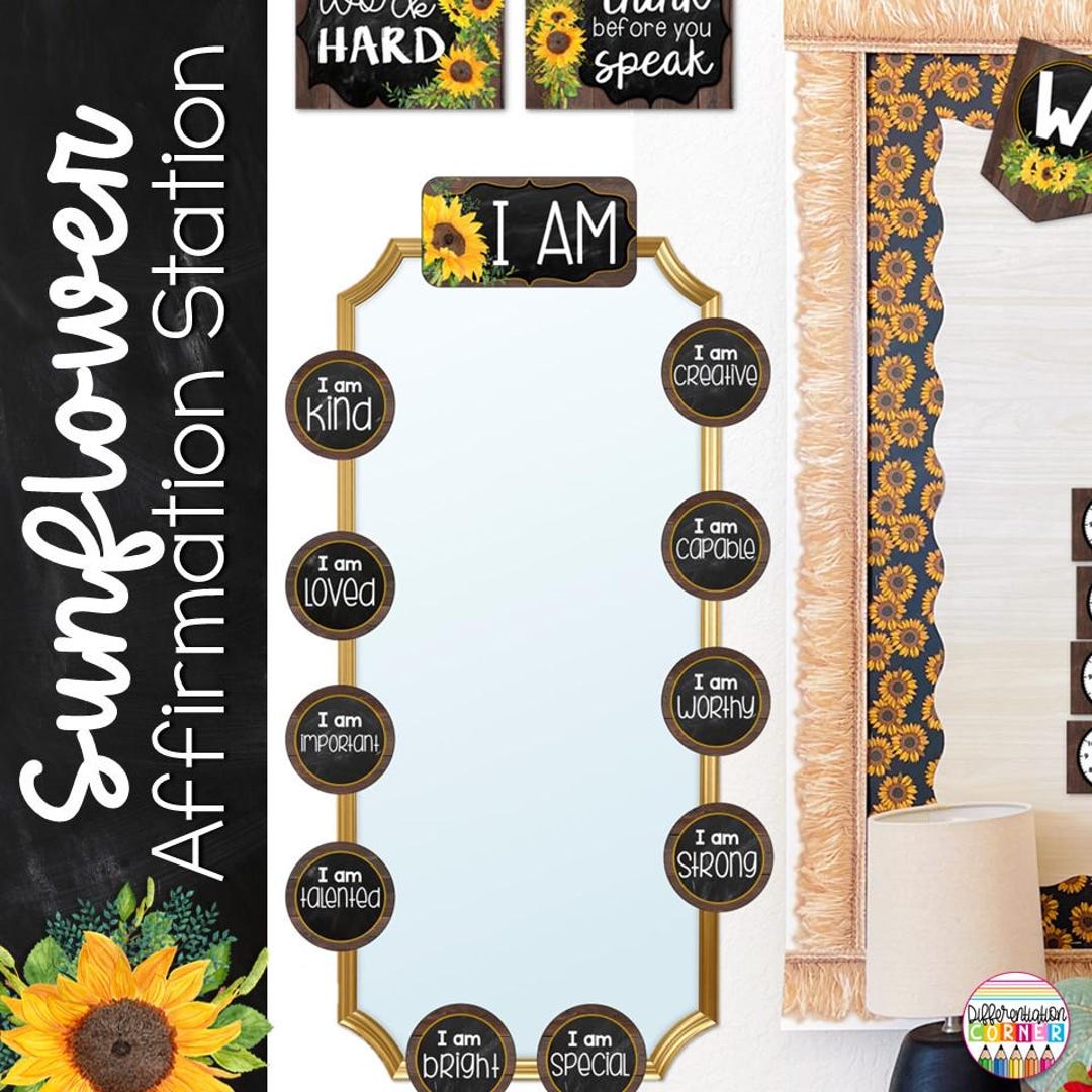 Affirmation Cards Printable Affirmation Station Mirror Cards Sunflower ...
