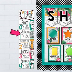 Printable Voice Level Chart Posters, Tropical Classroom Decor, Editable ...