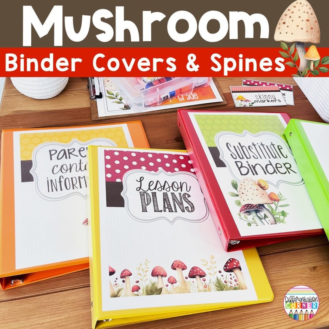 Editable Mushroom Binder Covers and Spines Retro Classroom Decor ...
