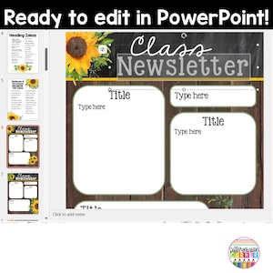 Editable Classroom Newsletter Template | Sunflower Farmhouse Classroom ...