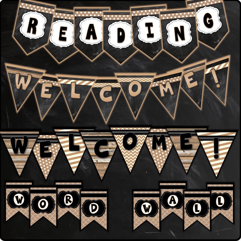 Editable Farmhouse Bunting Bulletin Board Banner Letters Neutral ...