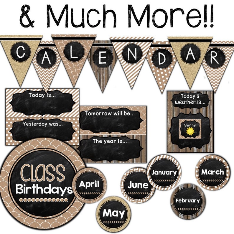 Farmhouse Neutral Classroom Calendar & Weather Display Set - Etsy