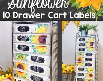 10 Drawer Cart Labels Editable Farmhouse Themed - Etsy
