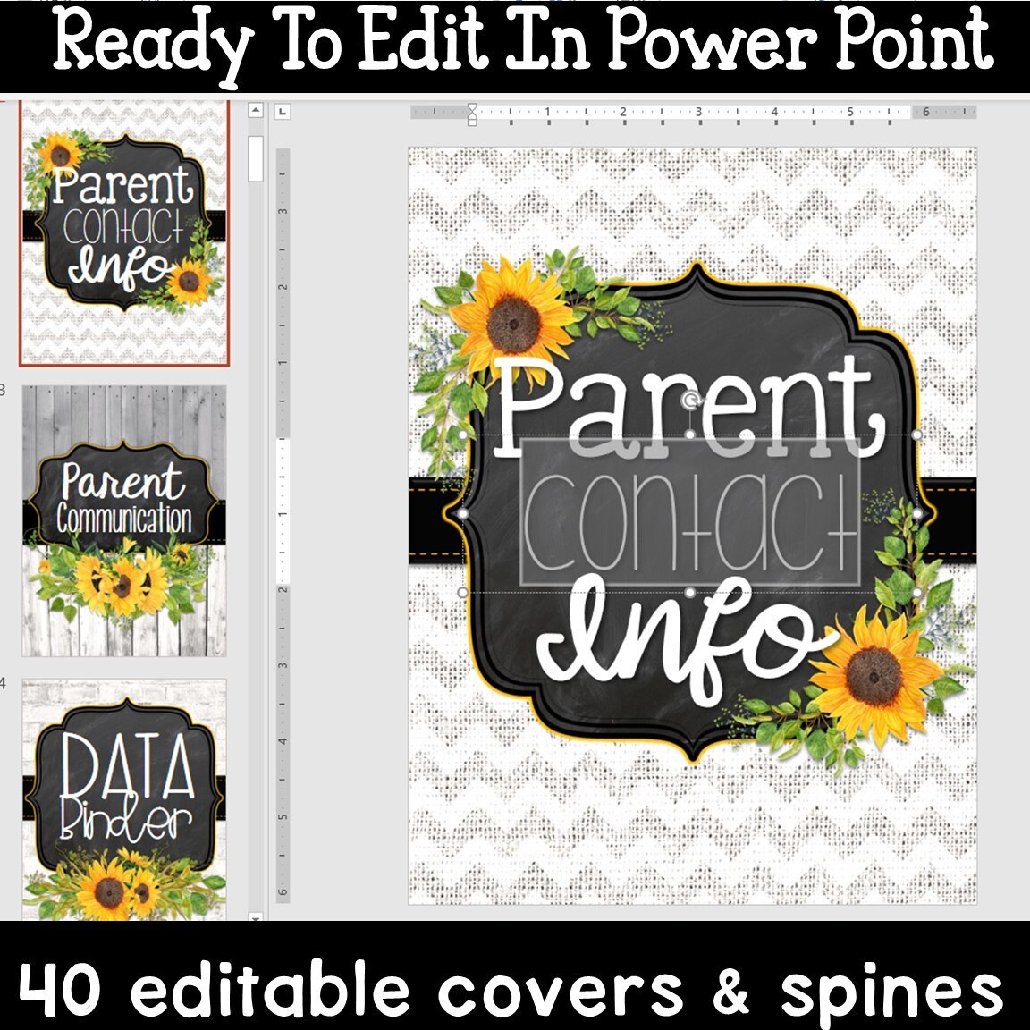 Editable Binder Covers and Spines Sunflower Farmhouse - Etsy