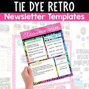 Editable Classroom Newsletter Template | Tie Dye Retro Classroom Decor ...