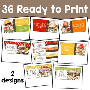 10 Drawer Rolling Cart Labels Editable Mushroom Retro Classroom Decor ...