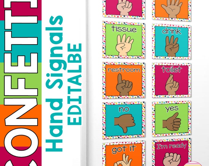 EDITABLE Hand Signals Display | Bulletin Board Posters | Elementary ...