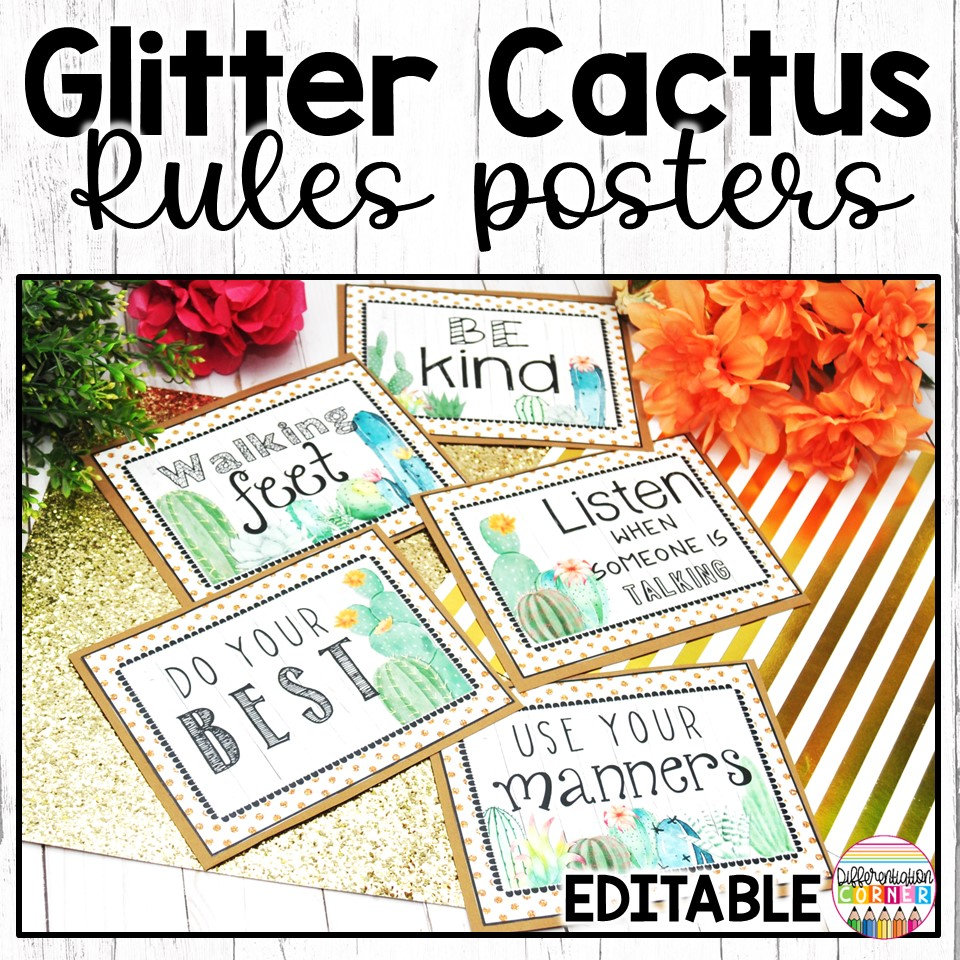 Editable Cactus Classroom Rules Posters Plant Botanical - Etsy