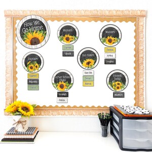 How We Go Home Dismissal Chart Template | Sunflower Farmhouse Classroom ...