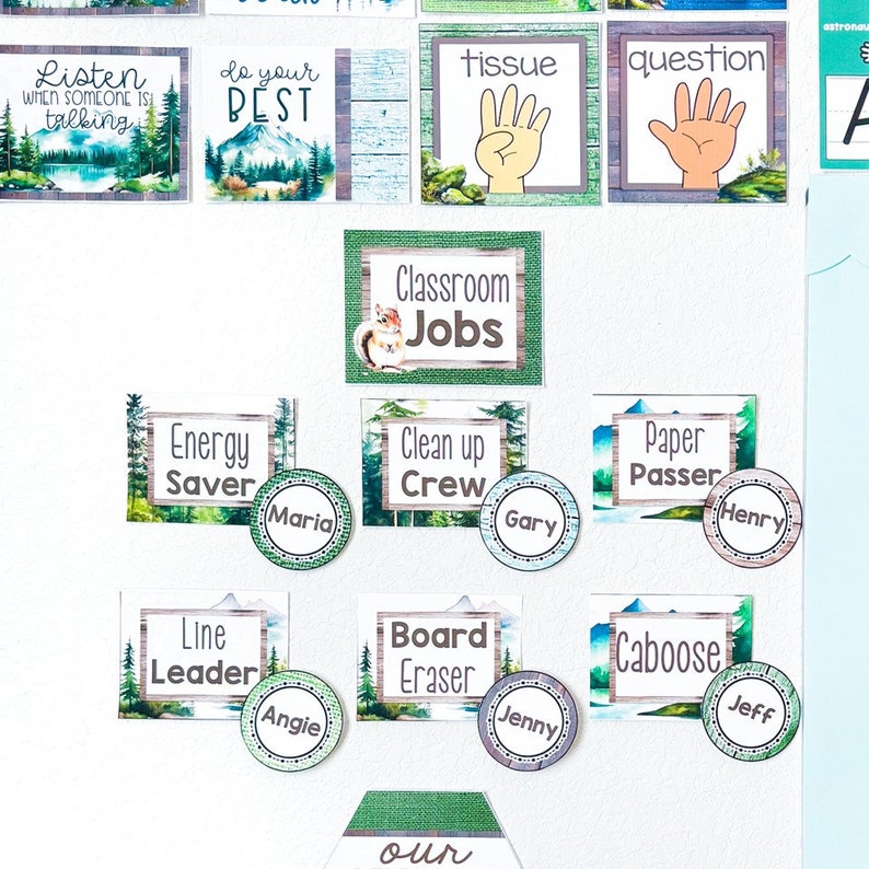 Editable Classroom Job Chart Template Nature Classroom Decor Theme ...