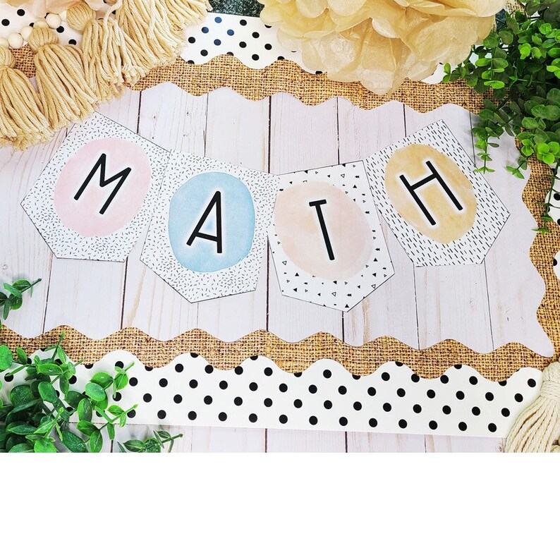 Editable Boho Bunting Bulletin Board Banner Letters Neutral - Etsy
