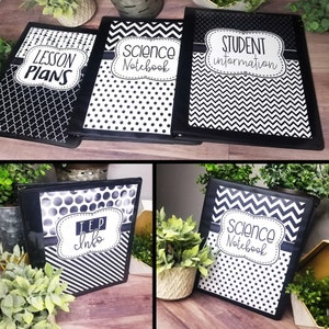 Editable Binder Covers and Spines Black and White Classroom Decor Black ...