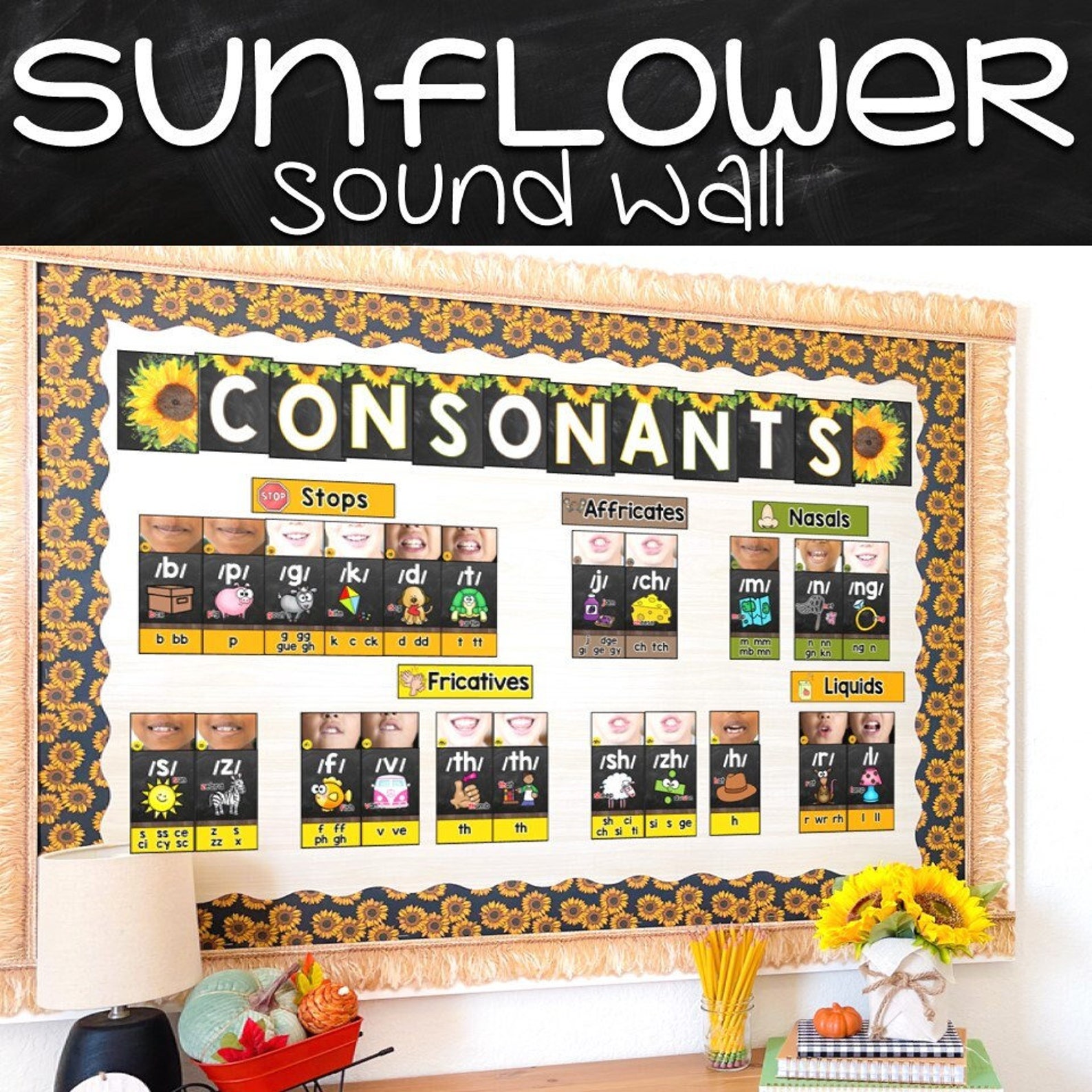 Sound Wall Classroom Posters Sunflower Farmhouse Classroom - Etsy