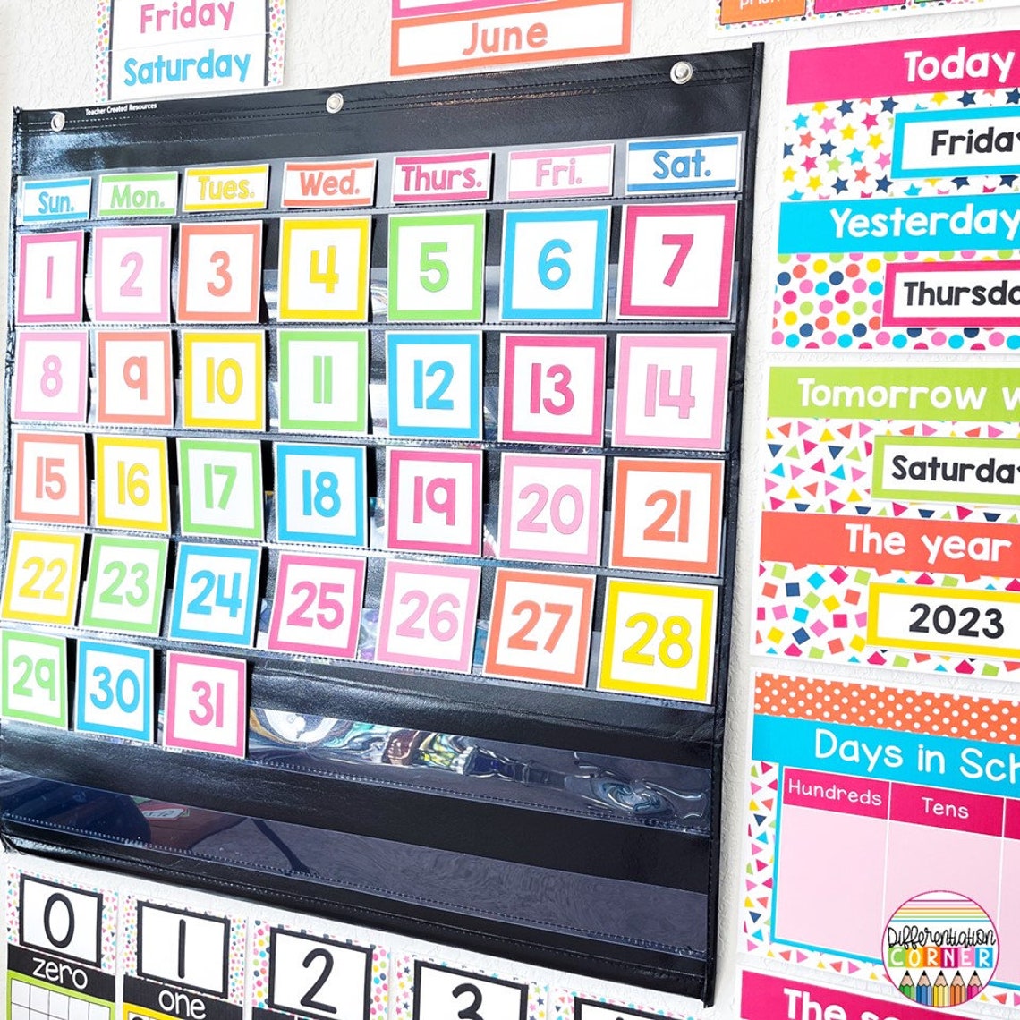 Classroom Calendar & Weather Display Set | Confetti Rainbow Classroom ...