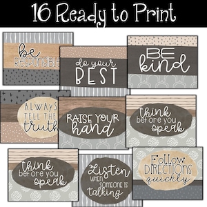 Editable Boho Classroom Rules Posters Neutral Boho Classroom Decor ...