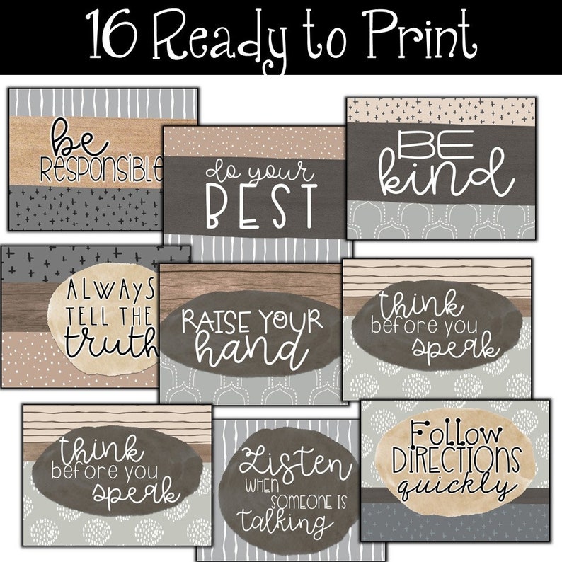 Editable Boho Classroom Rules Posters Neutral Boho Classroom Decor ...