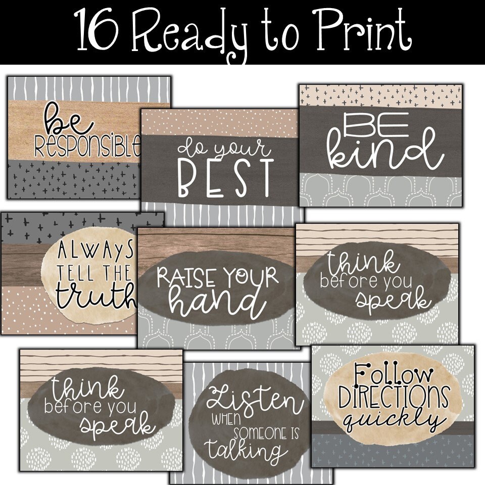 Editable Boho Classroom Rules Posters Neutral Boho Classroom Decor ...