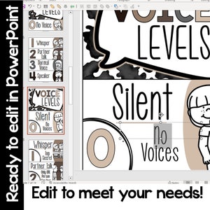 Printable Voice Level Chart Posters Cow Print Classroom Decor Editable ...