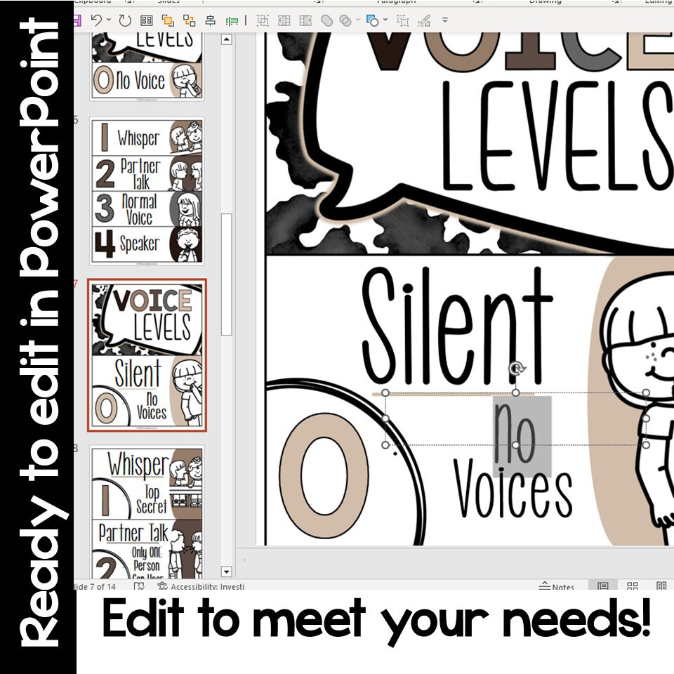 Printable Voice Level Chart Posters Cow Print Classroom Decor Editable ...