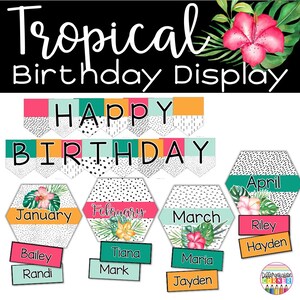 Tropical Classroom Birthday Display Tropical Classroom Decor Classroom ...