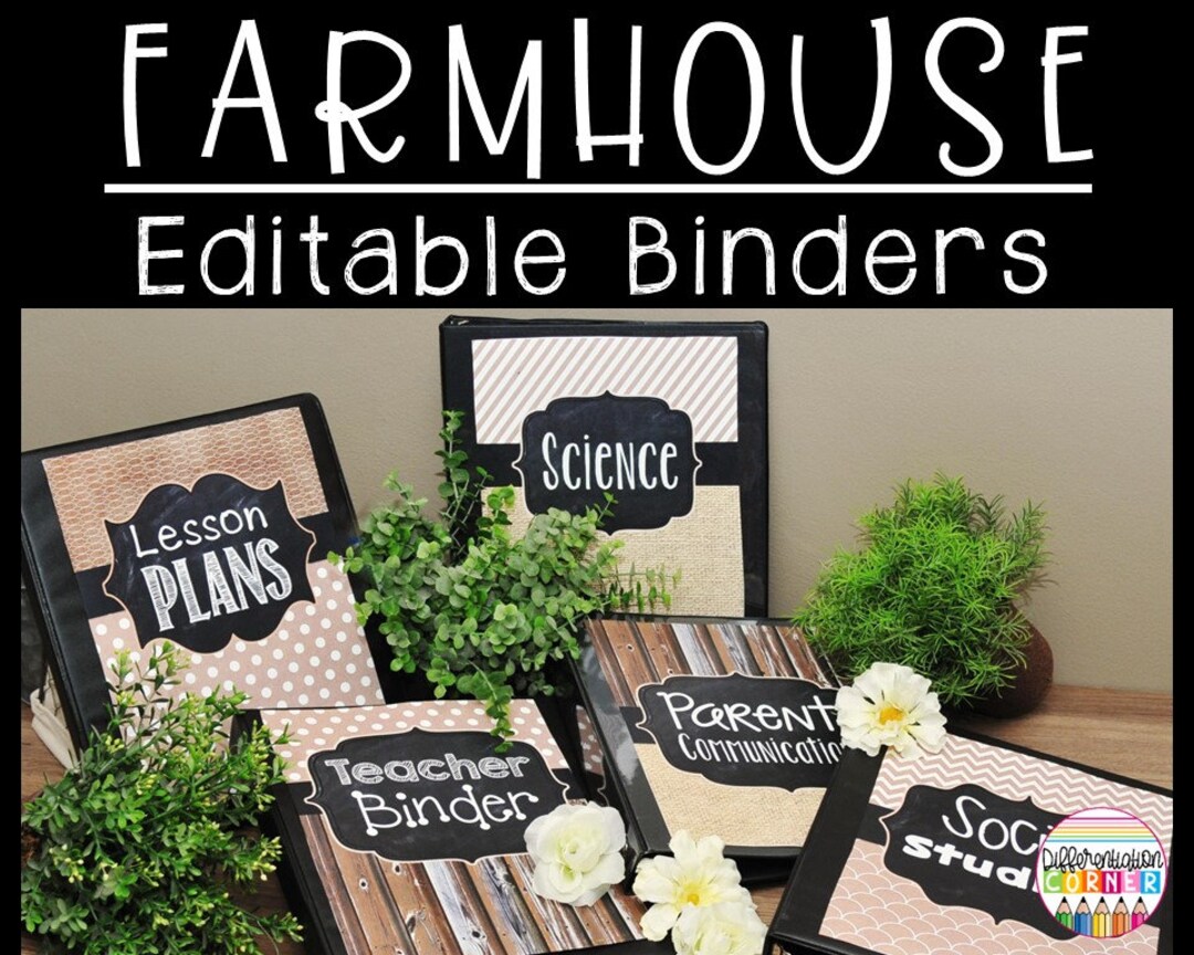 Editable Binder Covers and Spines Farmhouse Classroom Decor Farmhouse ...