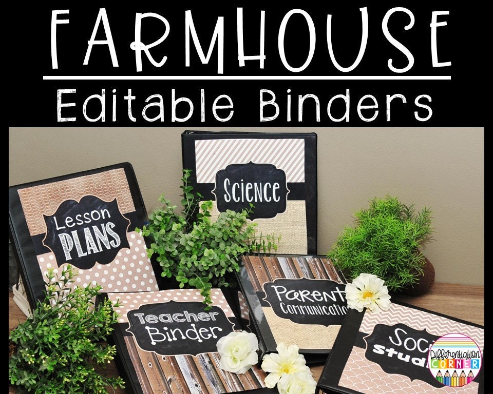 Editable Binder Covers and Spines Farmhouse Classroom Decor Farmhouse ...