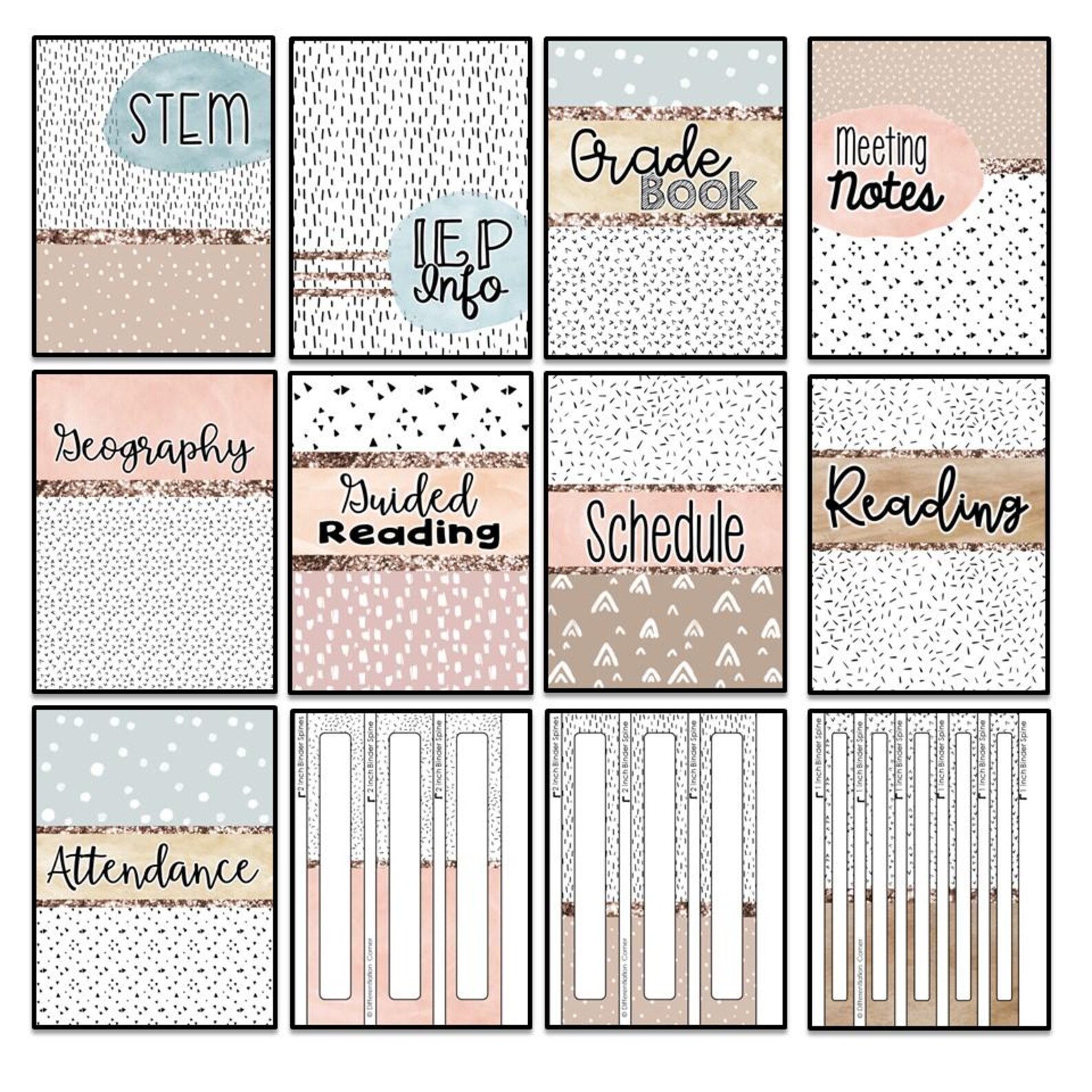 Editable Binder Covers and Spines | Neutral Boho Classroom Decor ...