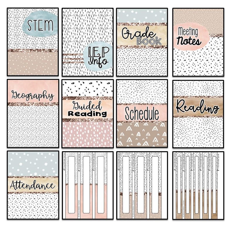 Editable Binder Covers and Spines | Neutral Boho Classroom Decor ...