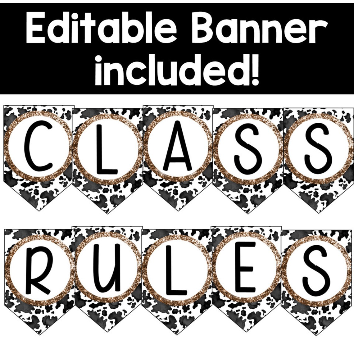 Cow Print Farmhouse Classroom Rules Posters Farmhouse Cow - Etsy