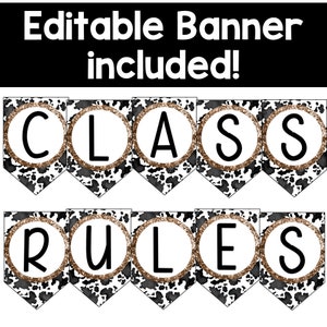 Cow Print Farmhouse Classroom Rules Posters Farmhouse Cow Print ...