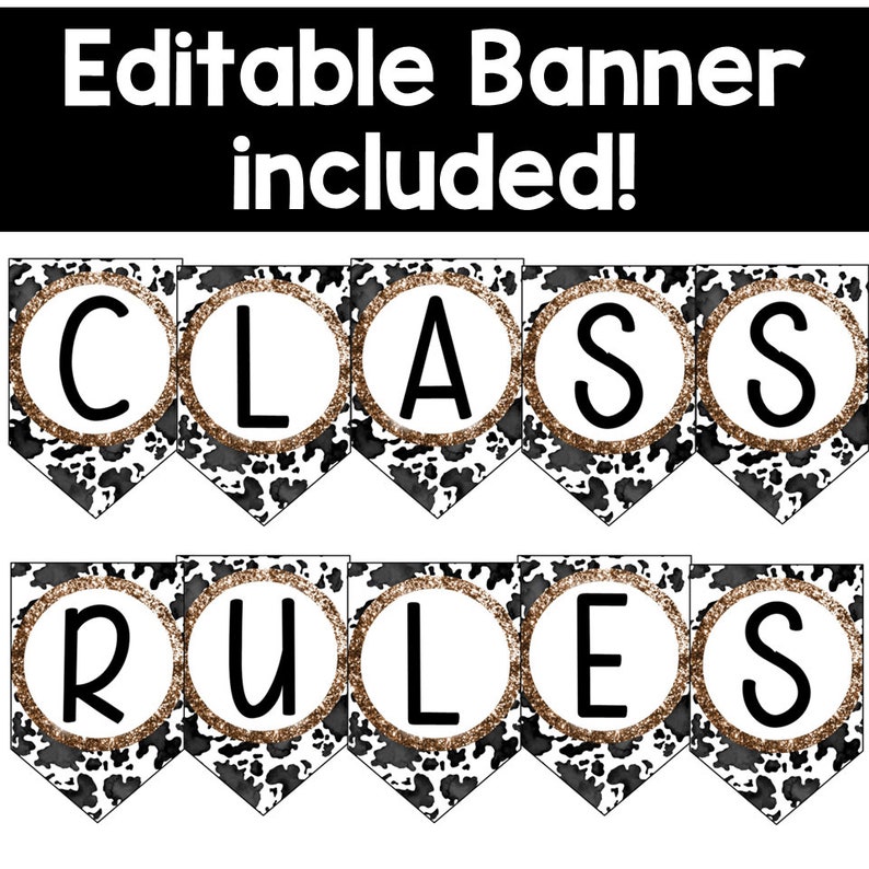 Cow Print Farmhouse Classroom Rules Posters Farmhouse Cow - Etsy