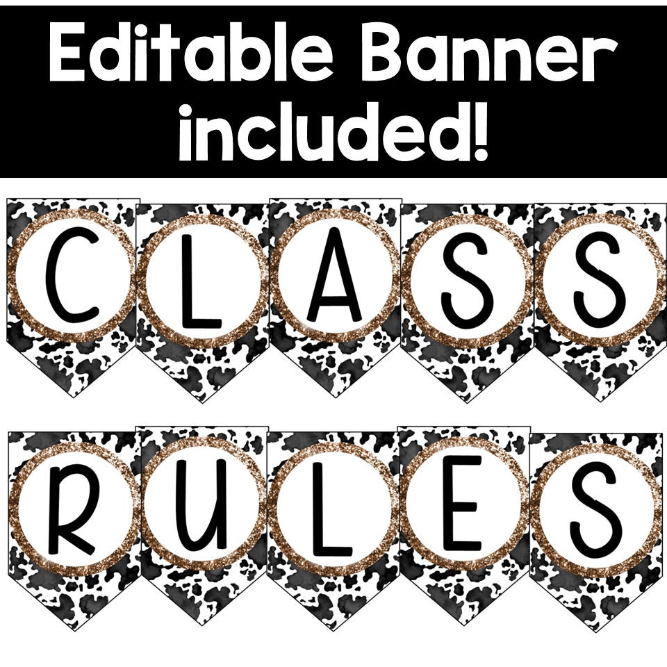 Cow Print Farmhouse Classroom Rules Posters Farmhouse Cow - Etsy