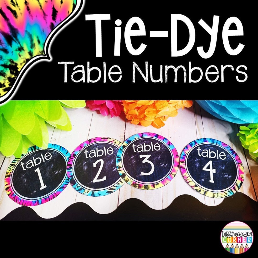 PRINTABLE Table Numbers Tie Dye Retro Classroom Decor - Etsy
