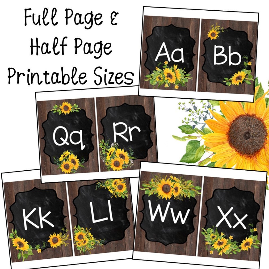Alphabet Posters for the Classroom Sunflower Farmhouse Classroom Decor ...