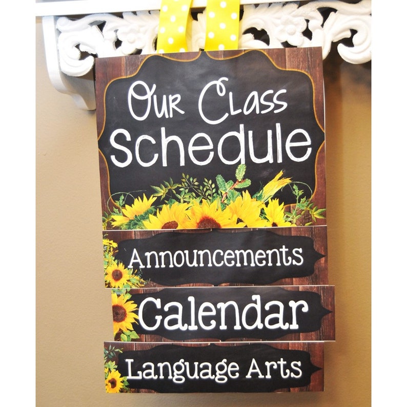 Editable Daily Schedule Cards Sunflower Farmhouse Classroom Decor ...
