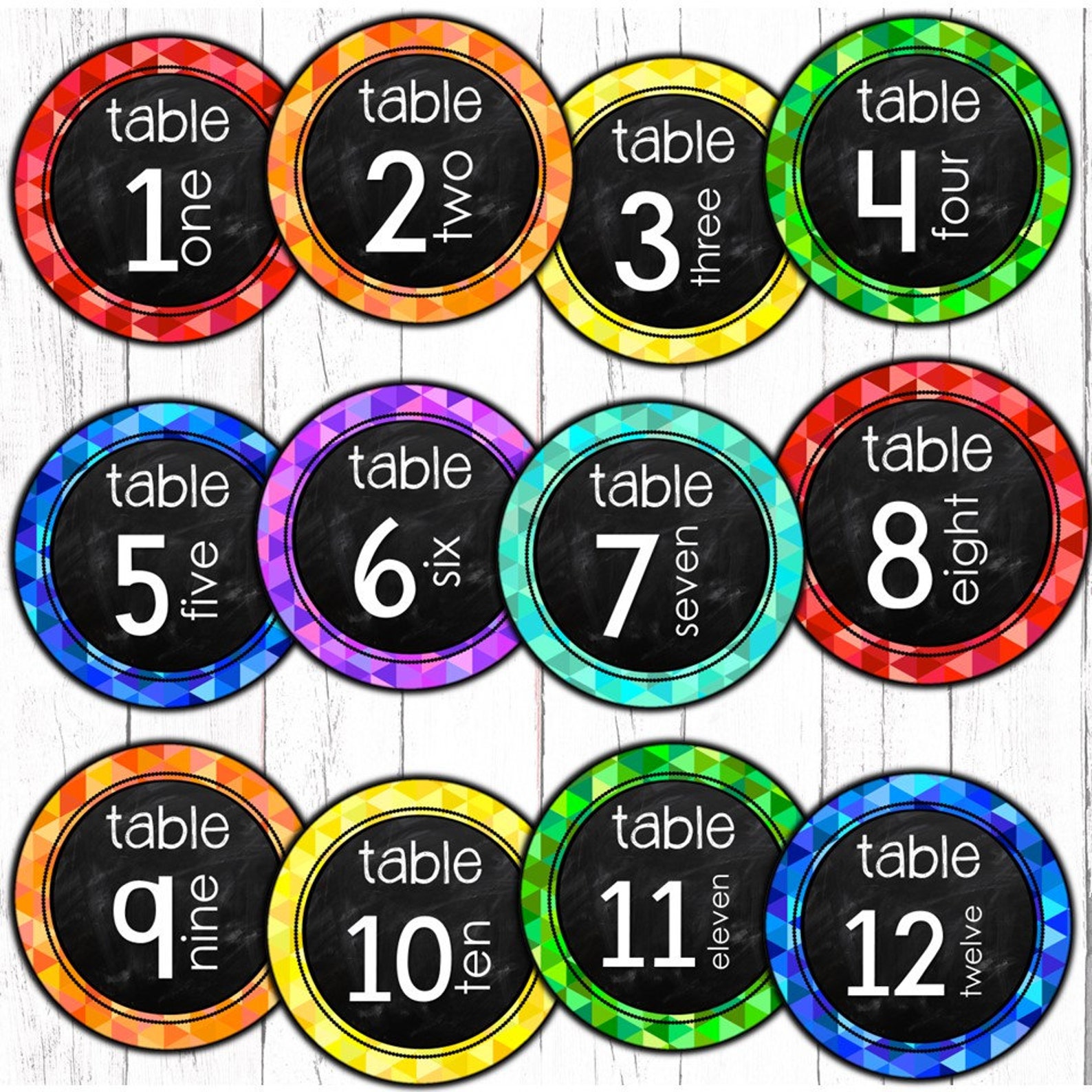 PRINTABLE Table Numbers Rainbow Classroom Decor Classroom Table Number ...
