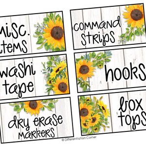 Teacher Tool Box Labels, Sunflower Modern Farmhouse Teacher Toolbox ...