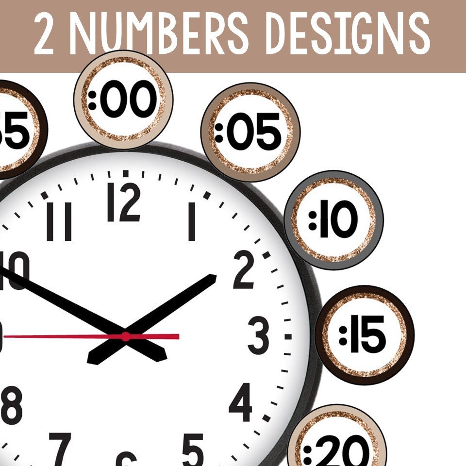 Cow Print Farmhouse Clock Label Numbers in 5 Minute Intervals - Etsy