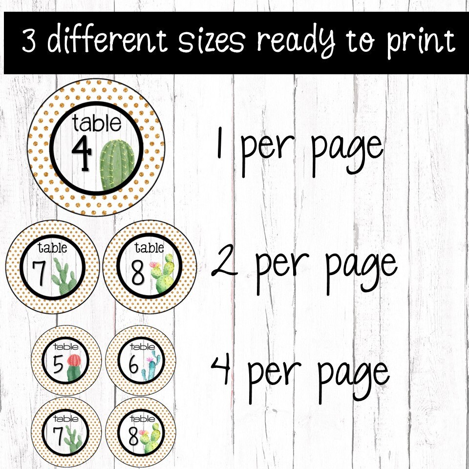 PRINTABLE Cactus Table Numbers Cactus Classroom Decor Classroom Table ...