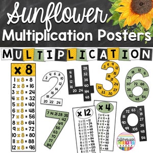Multiplication Posters Sunflower Farmhouse Classroom Decor Printable ...