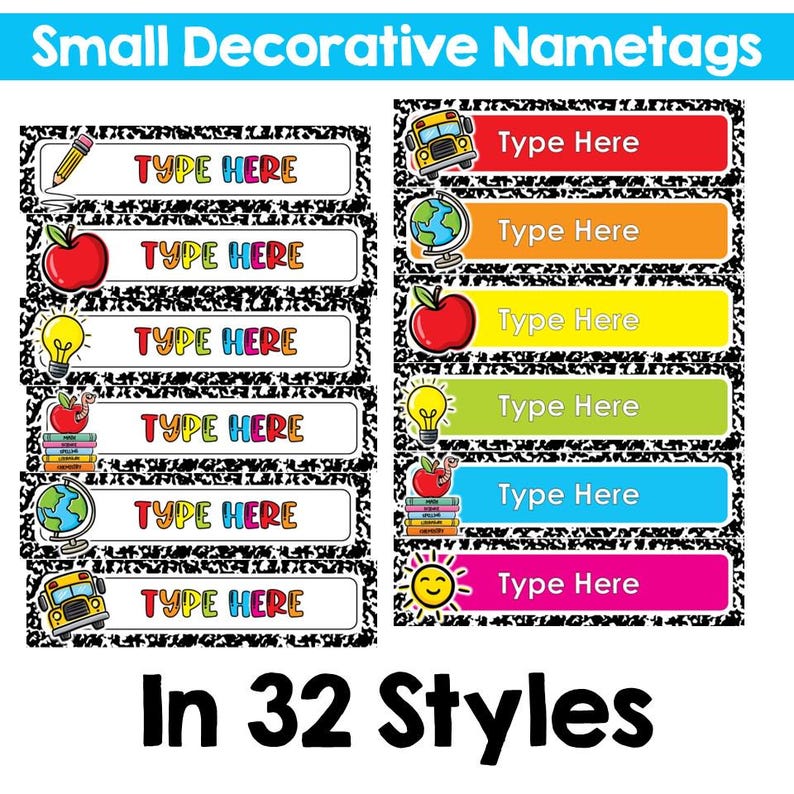 Editable Desk Name Tags for School Composition Notebook Classroom ...
